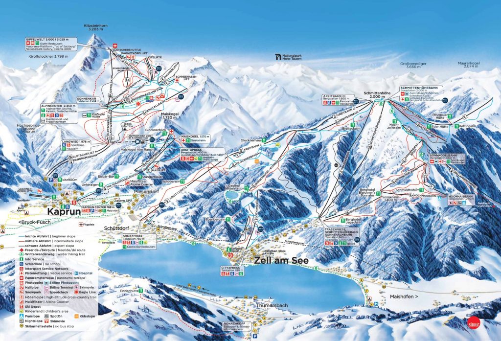 Zell am See and Kaprun ski map - Ski Europe - winter ski vacation deals ...