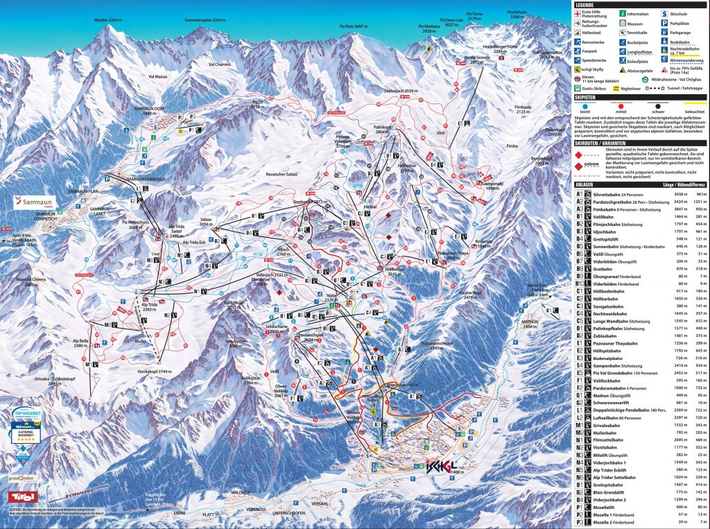 Ischgl Galtür ski map - Ski Europe - winter ski vacation deals in ...
